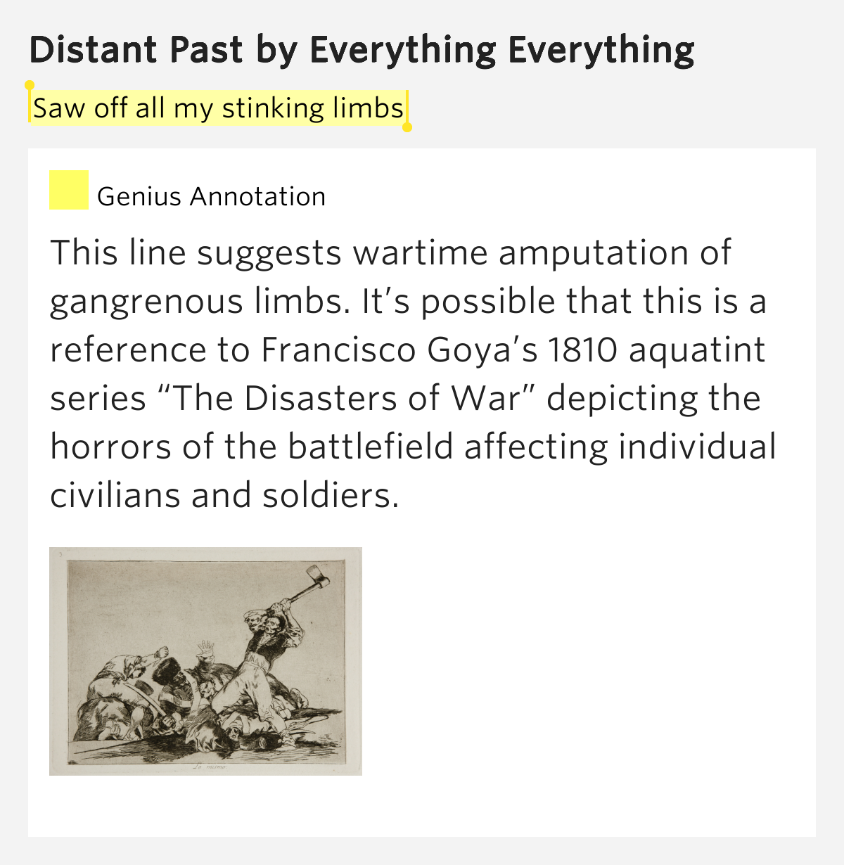 Saw Off All My Stinking Limbs Distant Past Lyrics Meaning