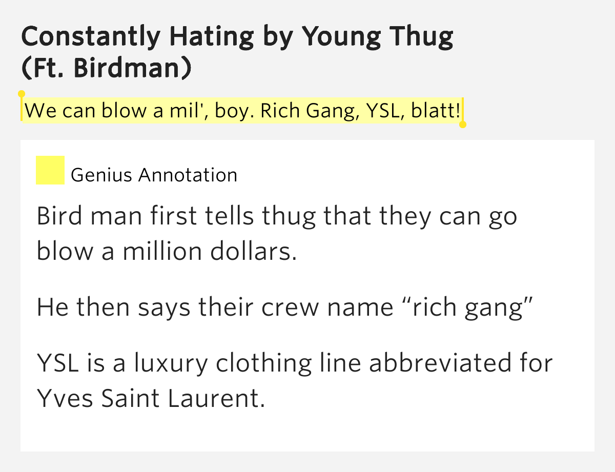 We Can Blow A Mil Boy Rich Gang YSL Blatt Constantly Hating We Can Blow A Mil Boy Rich Gang YSL Blatt Constantly Hating