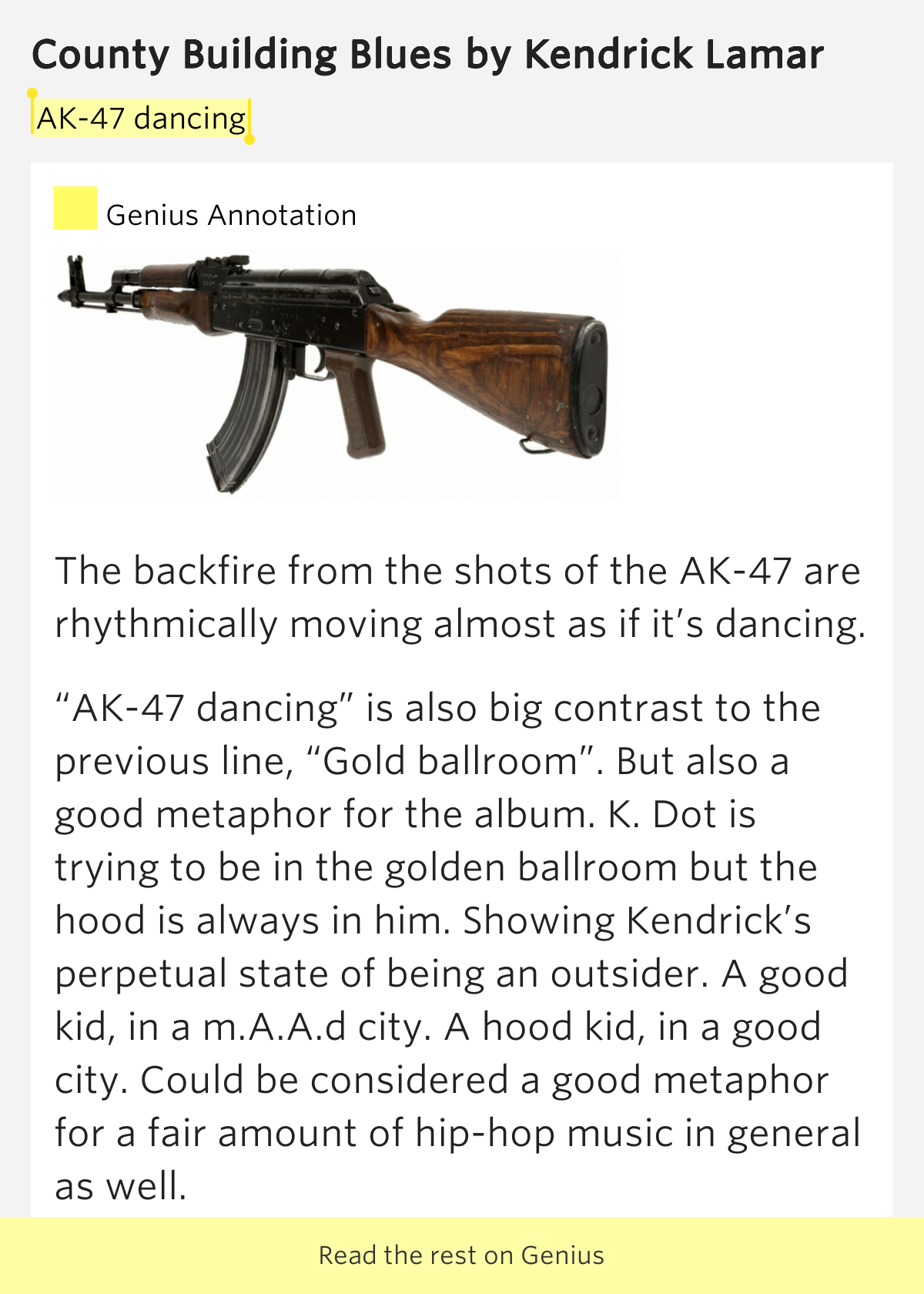 AK 47 Dancing County Building Blues Lyrics Meaning