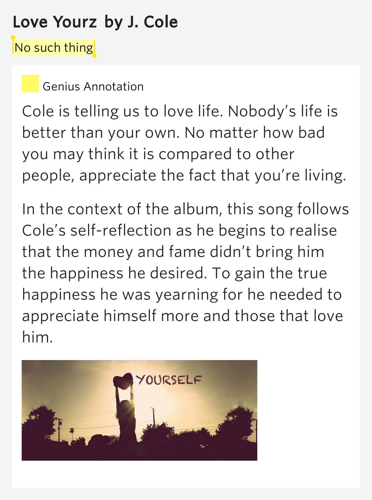 No Such Thing Love Yourz Lyrics Meaning