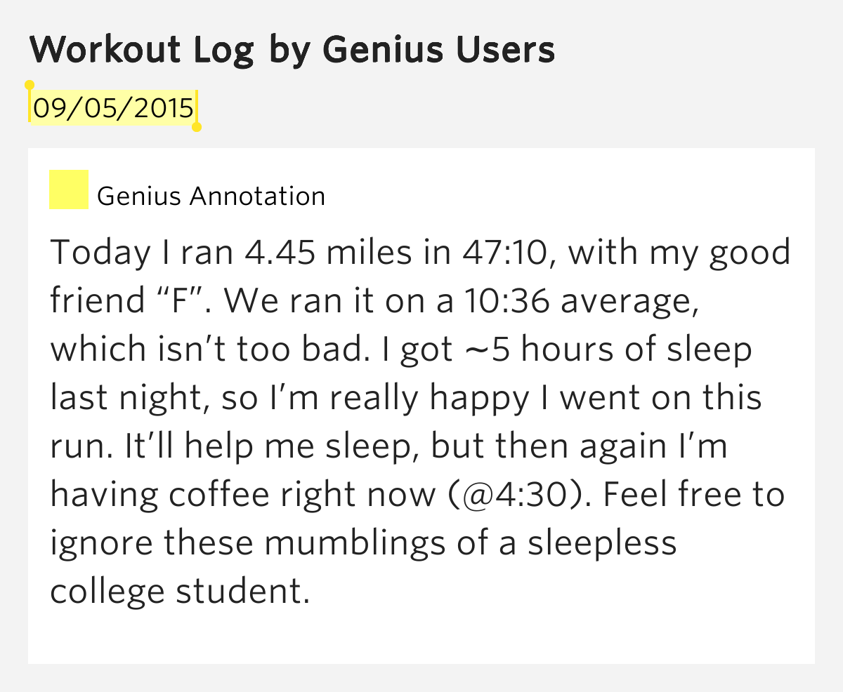 09 05 2015 Workout Log Meaning