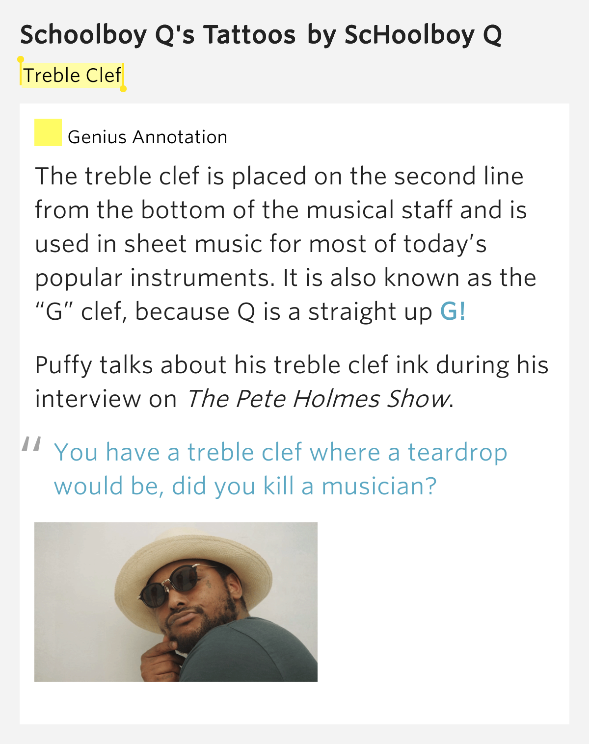 Treble Clef Schoolboy Q s Tattoos Lyrics Meaning Treble Clef Schoolboy Q s Tattoos Lyrics Meaning