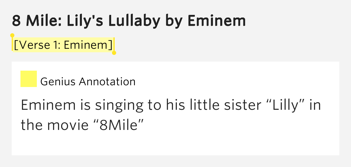 [Verse 1: Eminem] – 8 Mile: Lily's Lullaby by Eminem