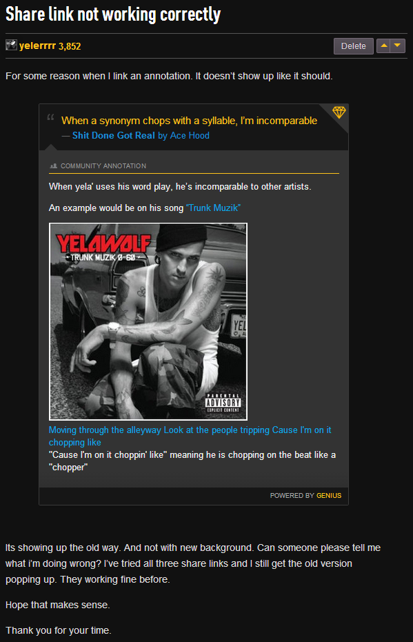 Share link not working correctly | Genius