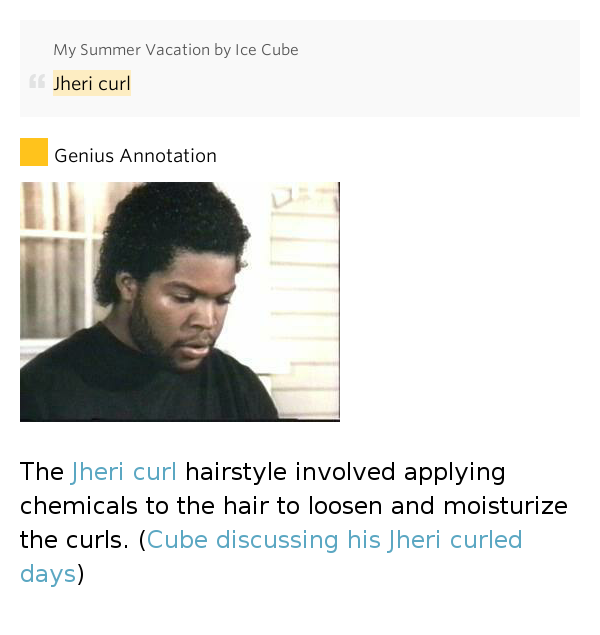 Jheri curl – My Summer Vacation by Ice Cube
