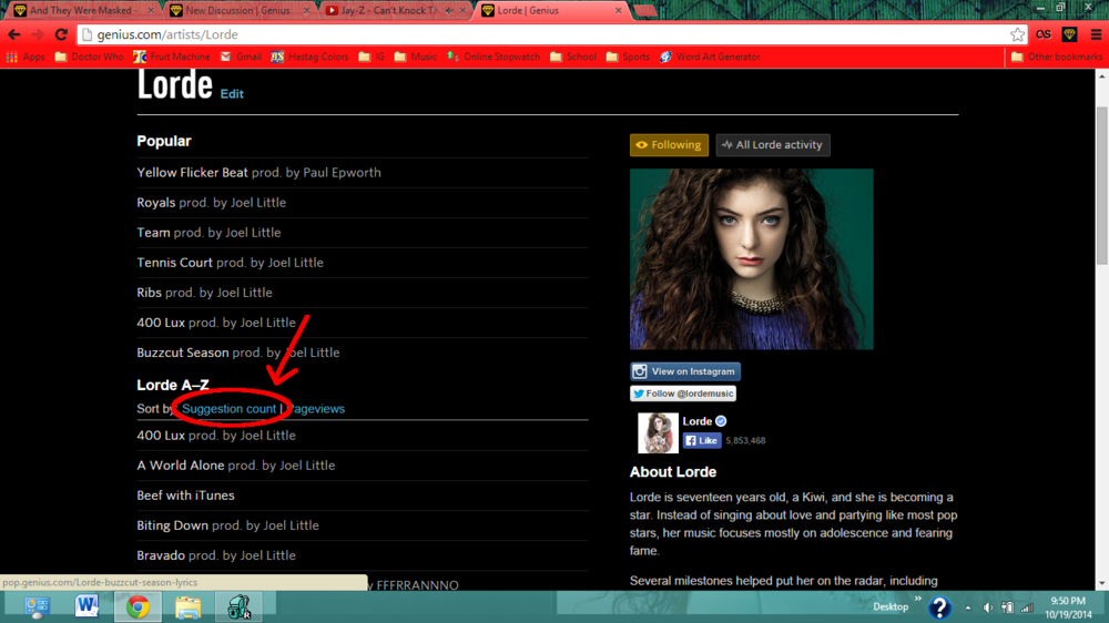 Sort By: Suggestion Count | Genius