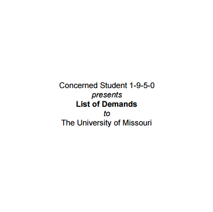Concerned Student 1950 – List of Demands | Genius