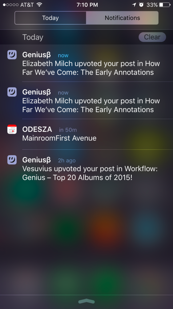Ios notification center bug | Genius