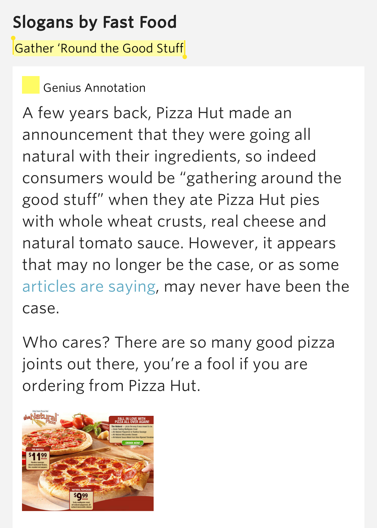 Fast Food Slogans List