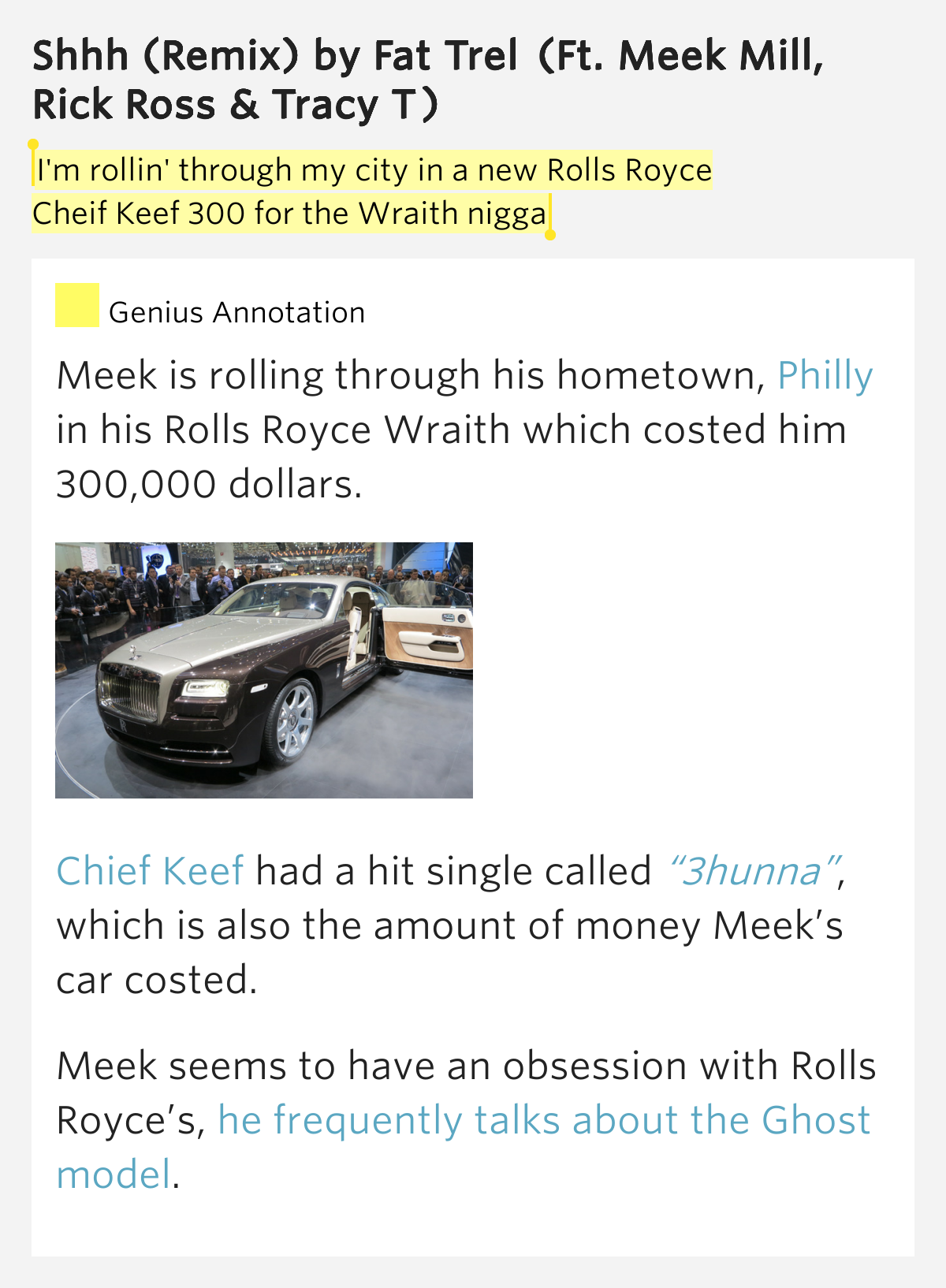 Rolls Royce Wraith Meek Mill Car