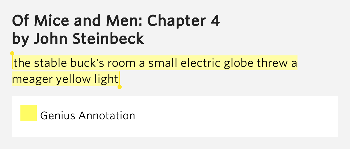 The stable buck's room a small.. – Of Mice and Men: Chapter 4