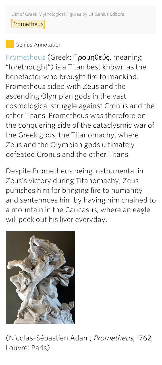 Prometheus – List of Greek Mythological Figures