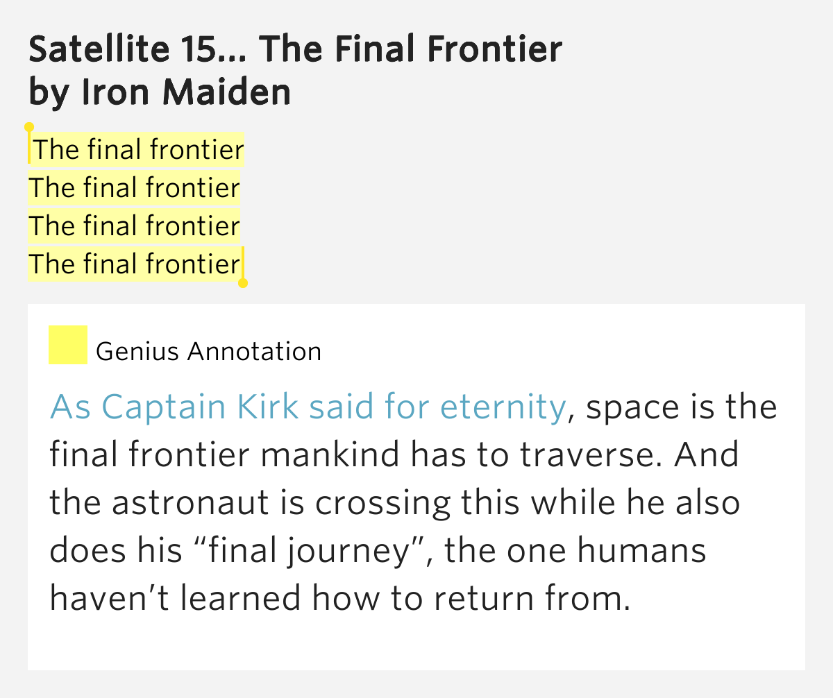 The final frontier / The final frontier / The final frontier / The ...