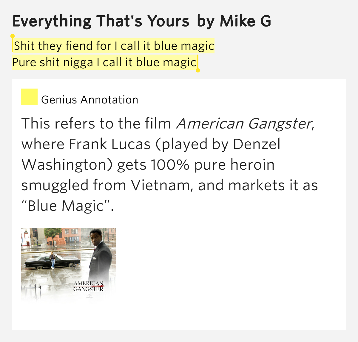 Frank Lucas Blue Magic