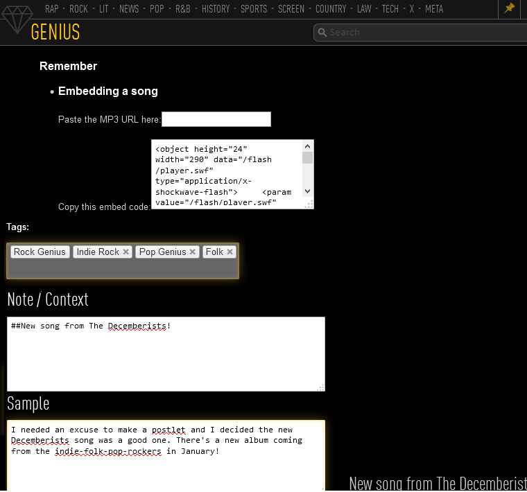 Tagging Postlets | Genius
