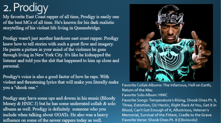 2. Prodigy – Top 50 Favorite Rappers Lyrics Meaning