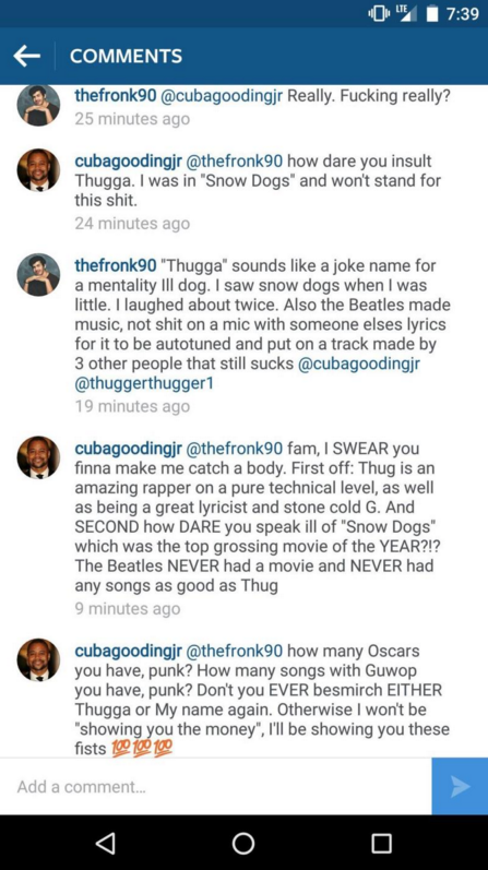 Cuba Gooding Jr. defends Thugger on IG | Genius
